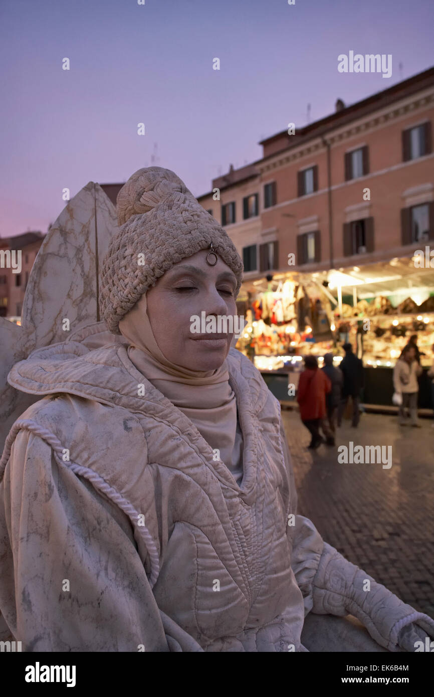 ITALY, Lazio, Rome, Navona square, a mime in the square at sunset Stock ...