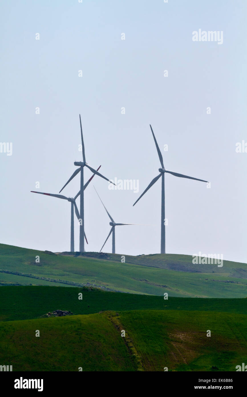 ITALY, Sicily, countryside near Messina, Eolic energy turbines Stock ...