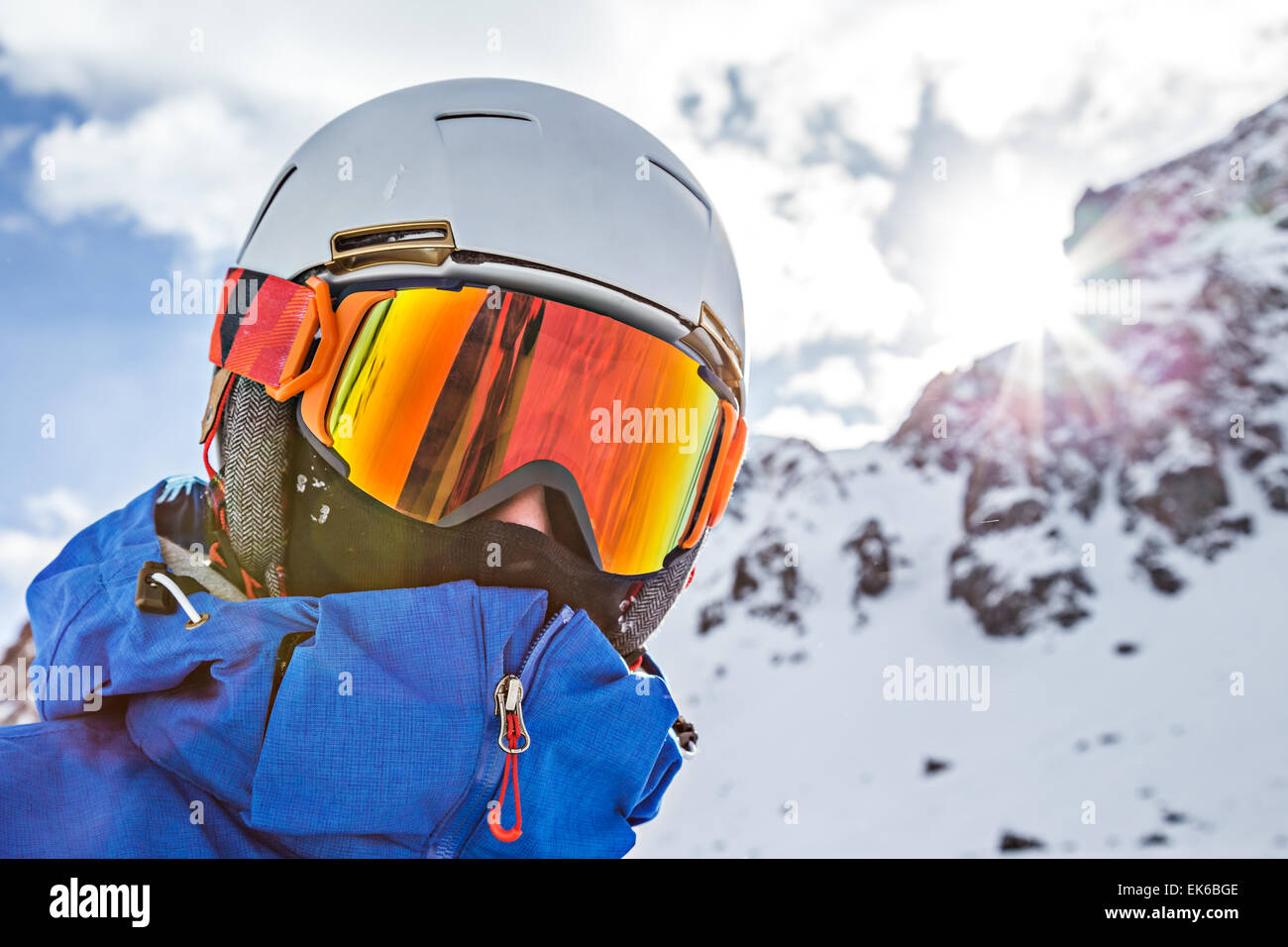 Snowboarder portrait with falling snow Stock Photo - Alamy