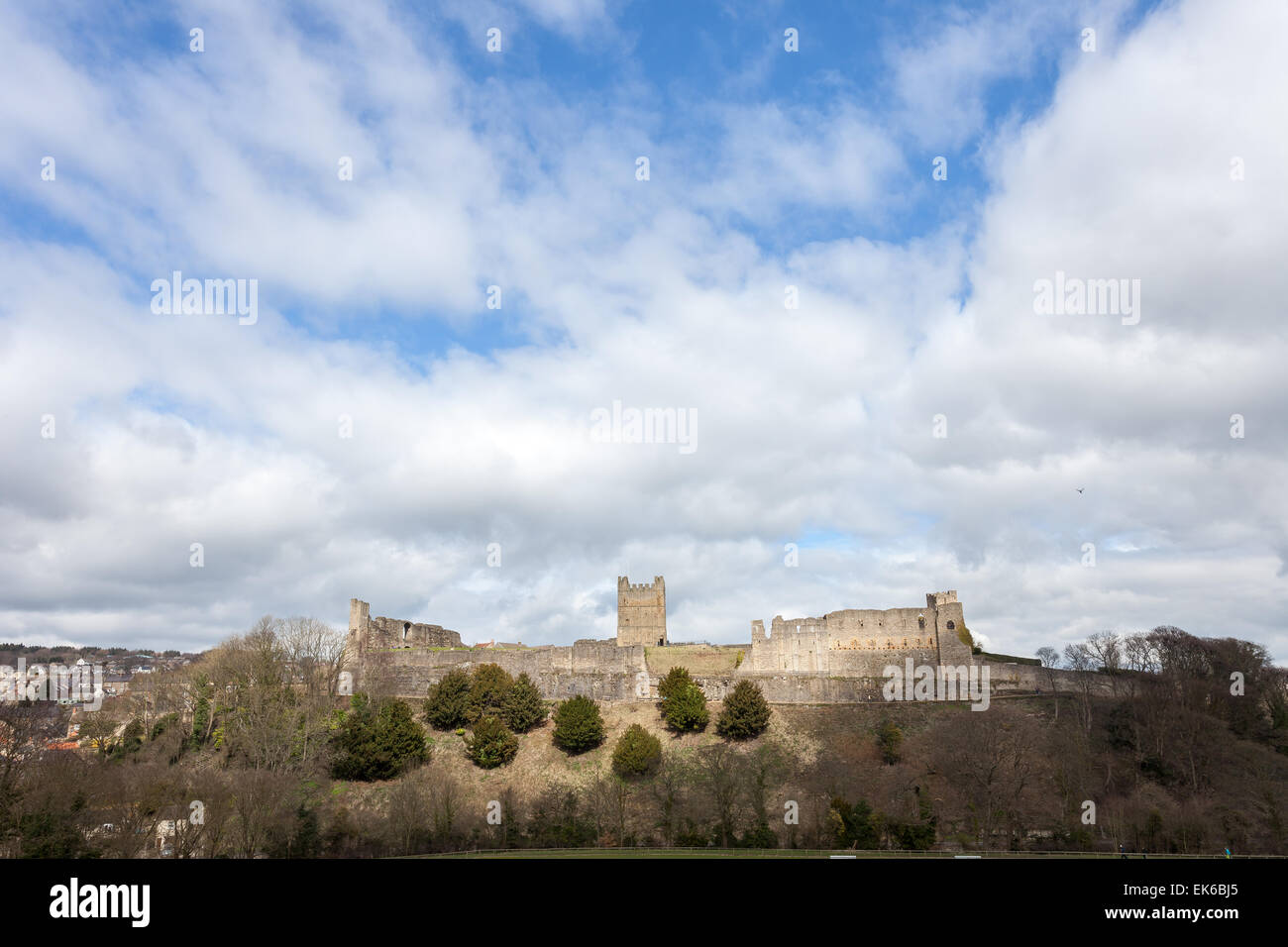 Richmond Castle across the Swale Stock Photo - Alamy
