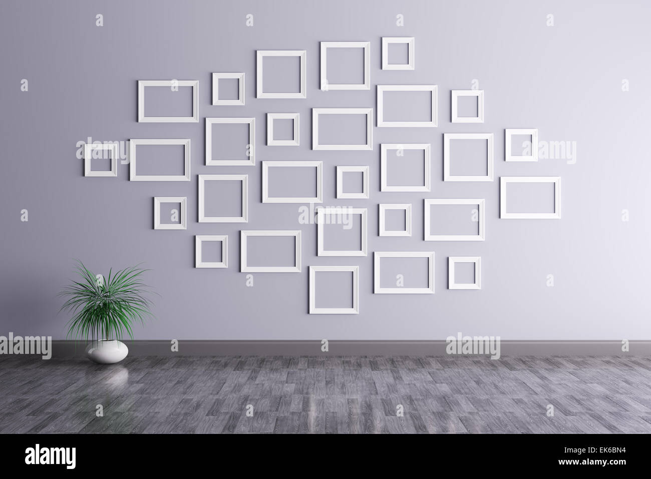 Interior of a room with frames 3d render Stock Photo - Alamy