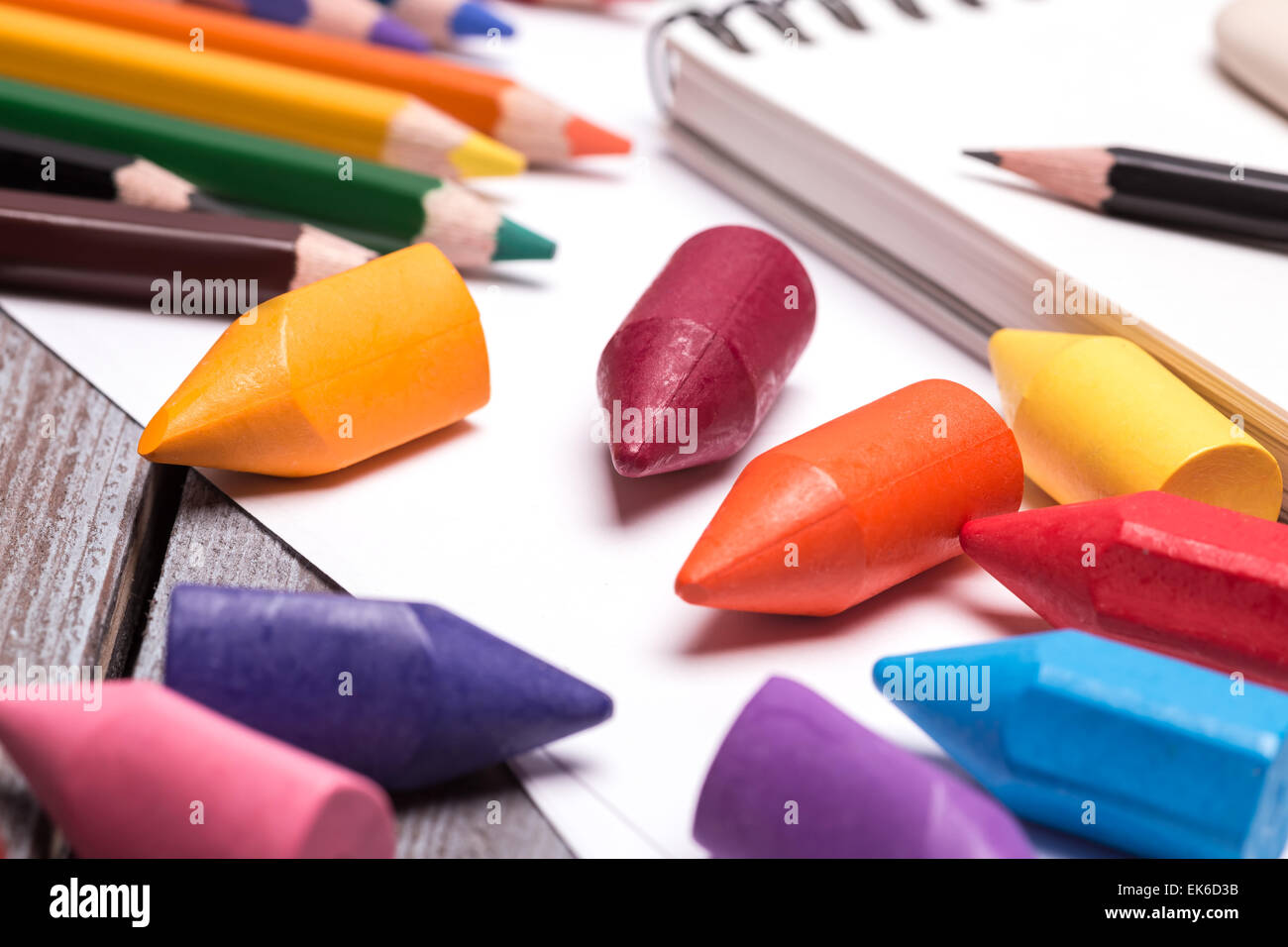 colorful crayons and pencils Stock Photo - Alamy