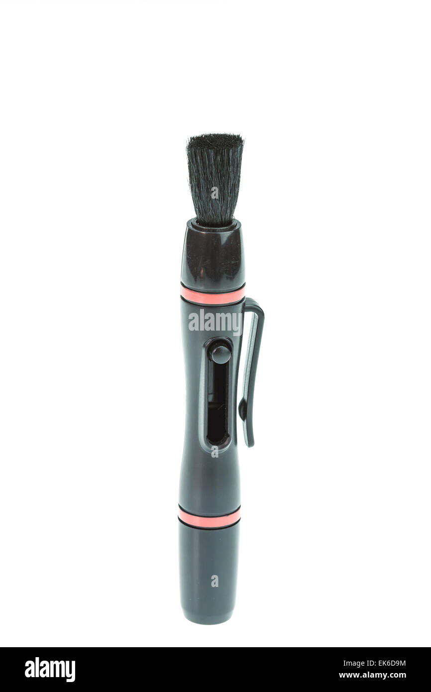 Lens pen and brush for cleaning camera isolated on white background ...