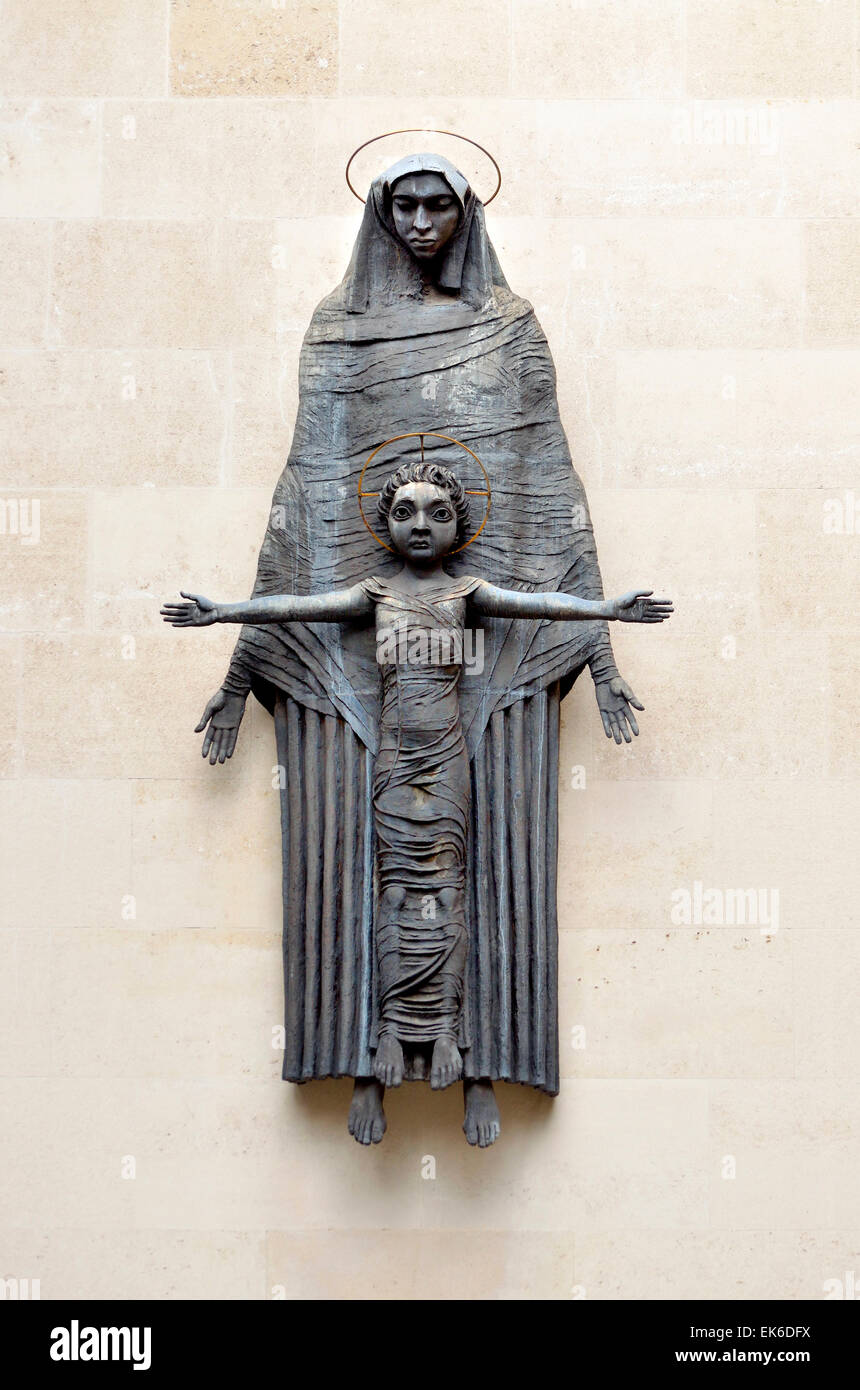 London, England, UK. Madonna and Child sculpture (Jacob Epstein; 1952 ...