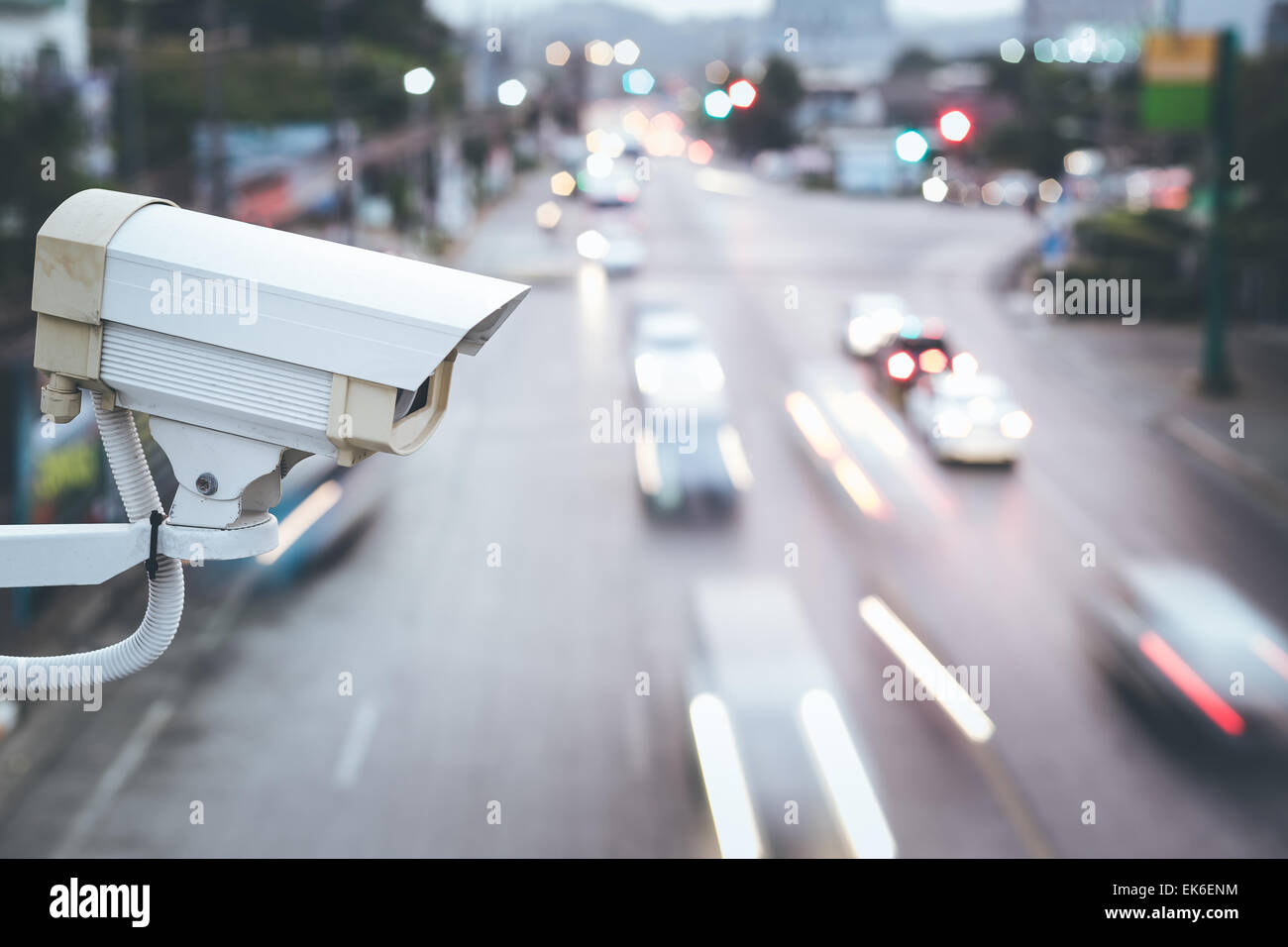 Close up Security CCTV camera operating over the road Stock Photo - Alamy
