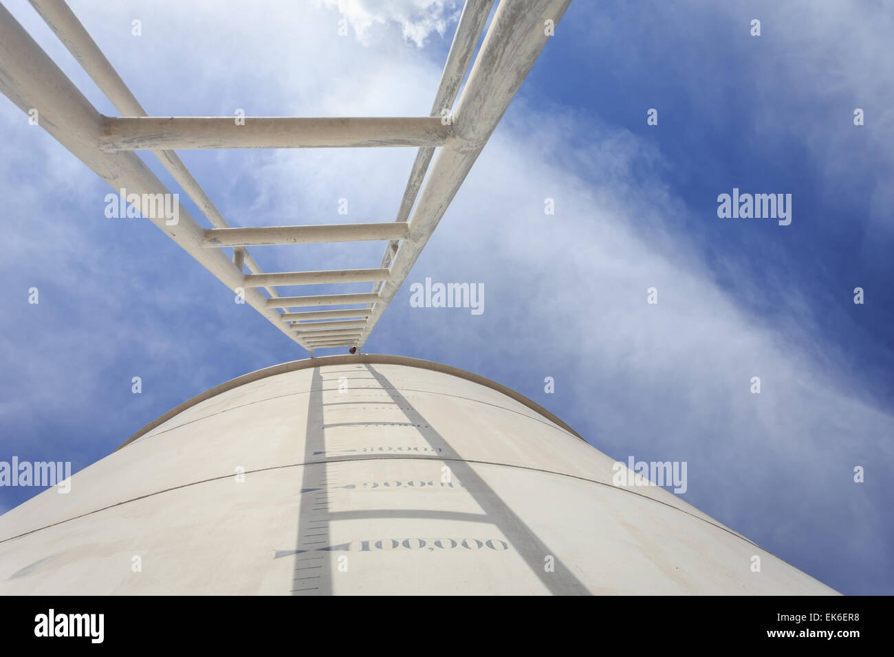 Close up High steel ladder on big water tank Stock Photo - Alamy