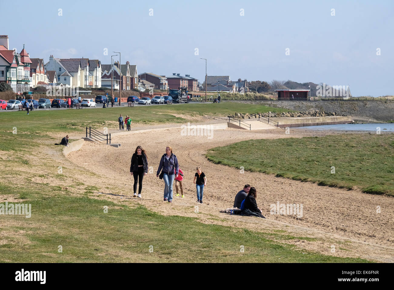 Walking along the beach at Lytham-st-Annes on the Lancashire Coast ...