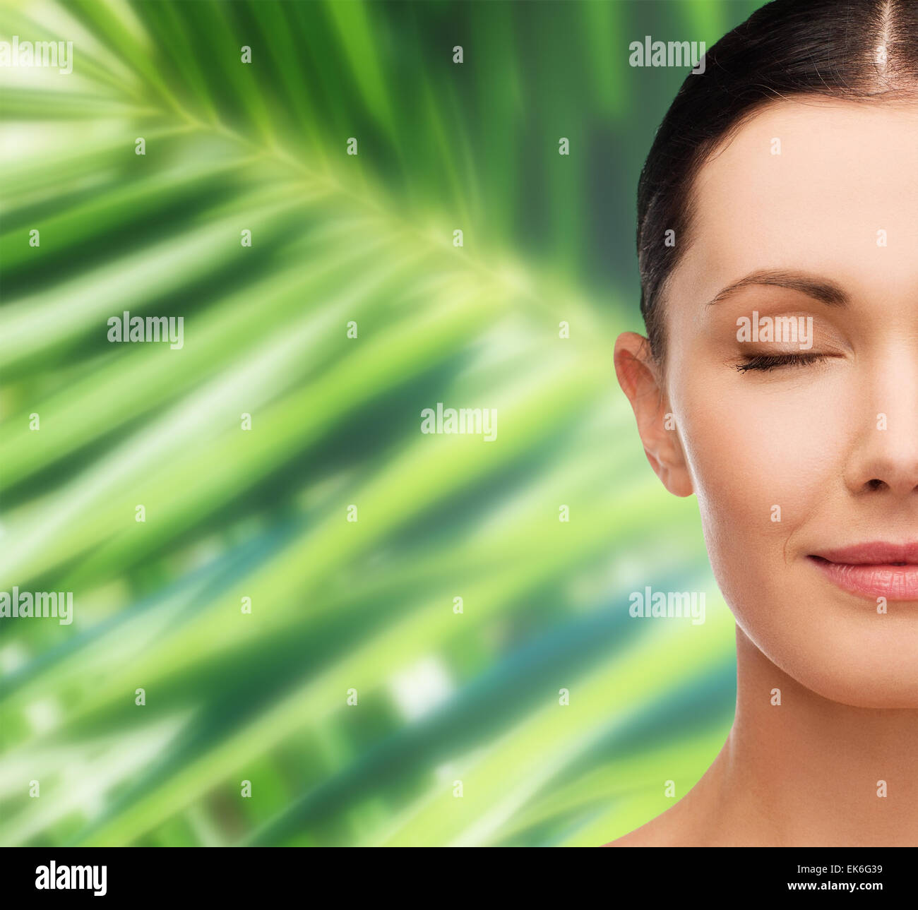 young calm woman with closed eyes Stock Photo - Alamy