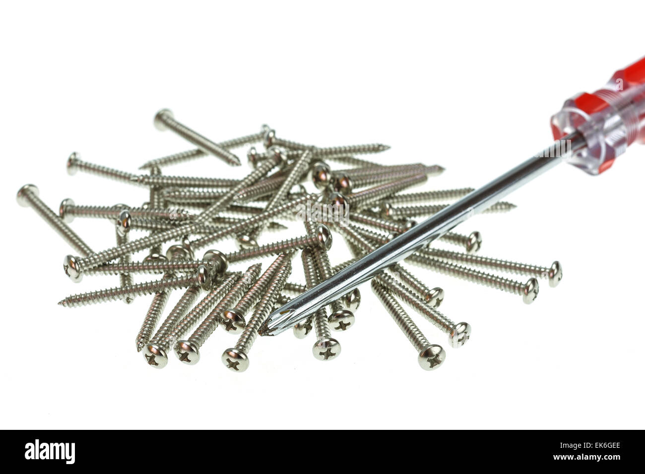 Screw and screwdriver isolated on white background Stock Photo - Alamy