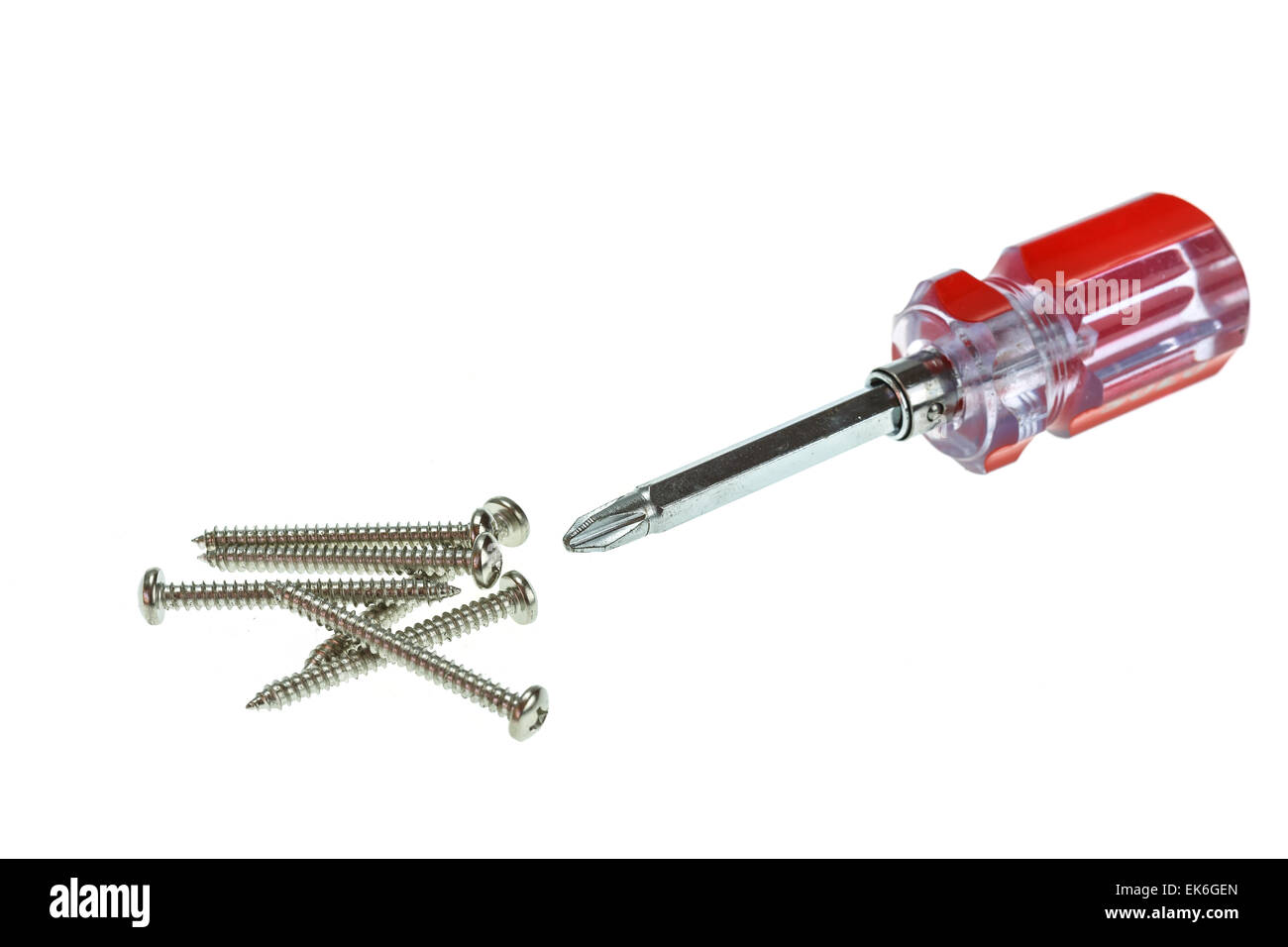 Screw and screwdriver isolated on white background Stock Photo - Alamy