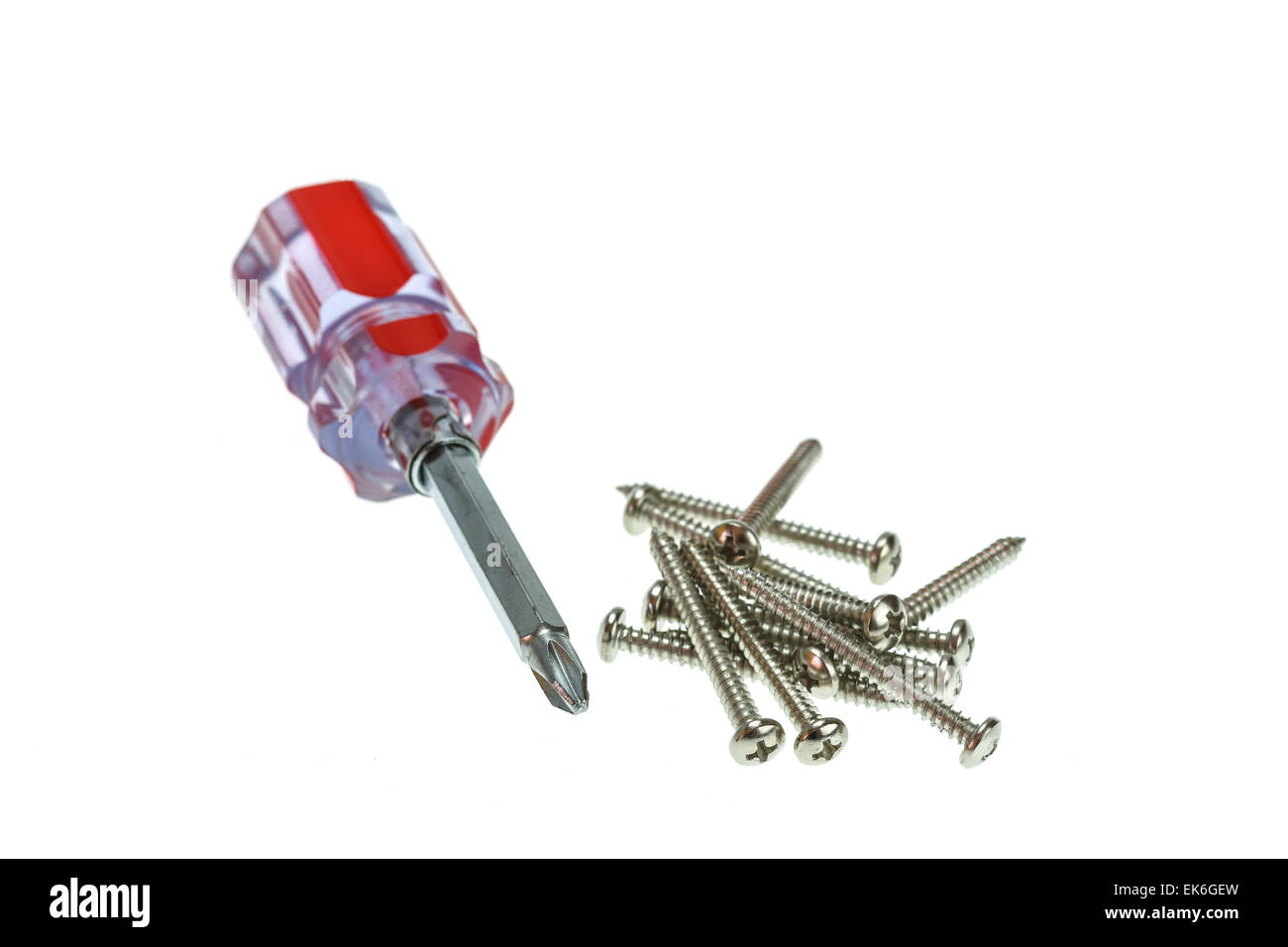 Screw and screwdriver isolated on white background Stock Photo - Alamy