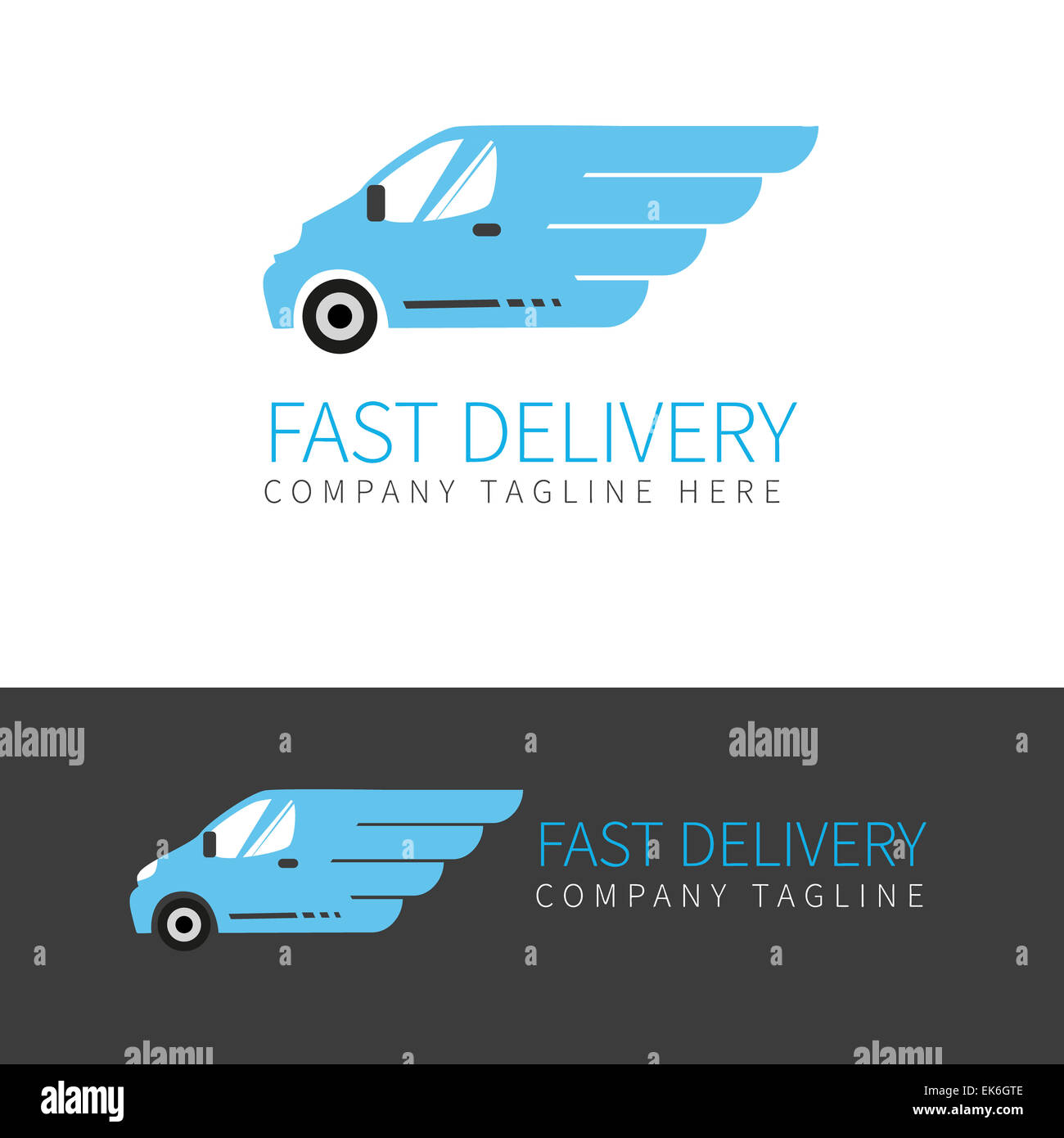 Blue delivery van logo Stock Photo - Alamy