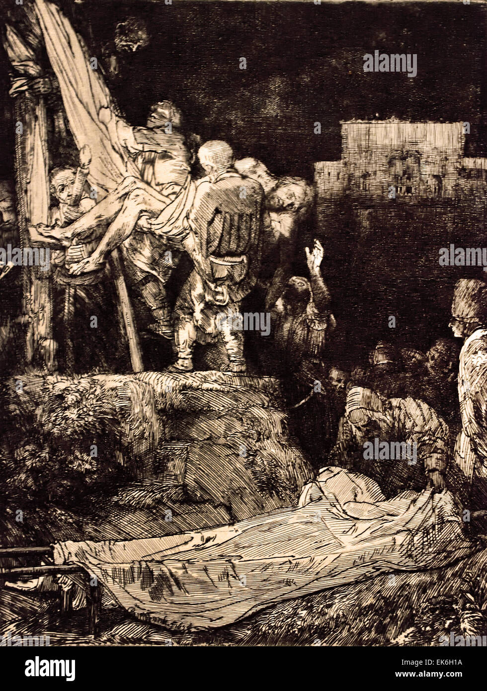 The Descent from the Cross by Torchlight 1654 Rembrandt Harmenszoon van ...