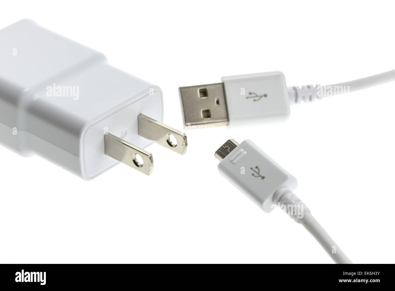 Macro White mobile charger isolated on white background Stock Photo - Alamy