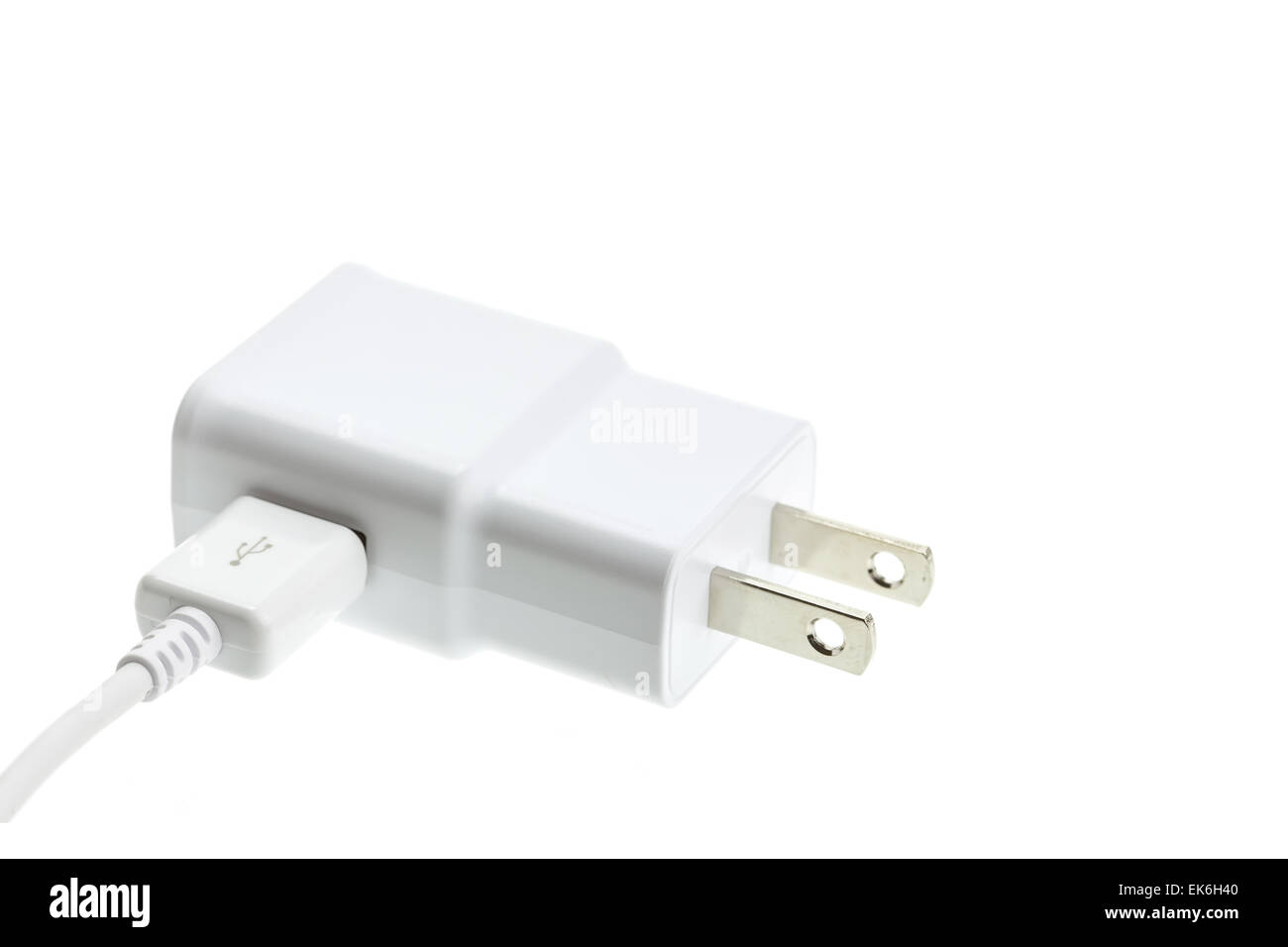 Macro White mobile charger isolated on white background Stock Photo - Alamy
