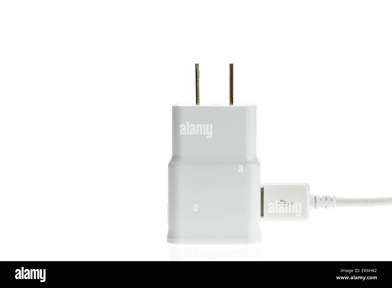 Macro White mobile charger isolated on white background Stock Photo - Alamy