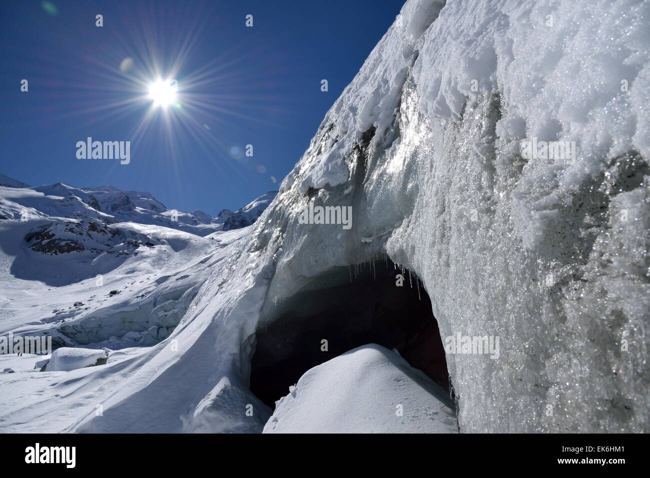 Glacier Cave, Morteratsch Glacier, Upper Engadine, Kanton Graubunden ...