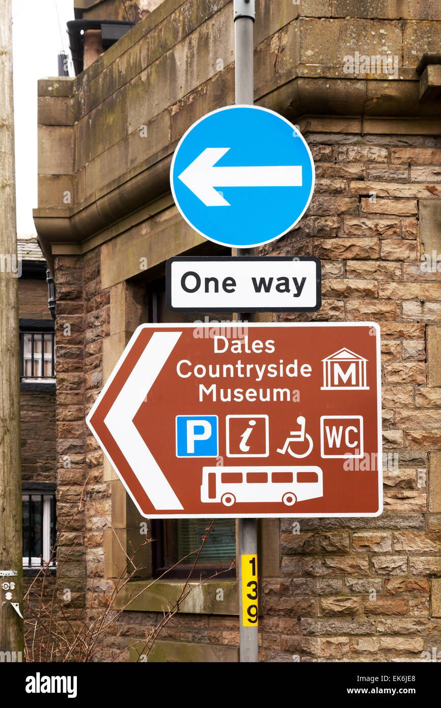 Road sign to the Dales Countryside Museum, Hawes, North Yorkshire Dales ...