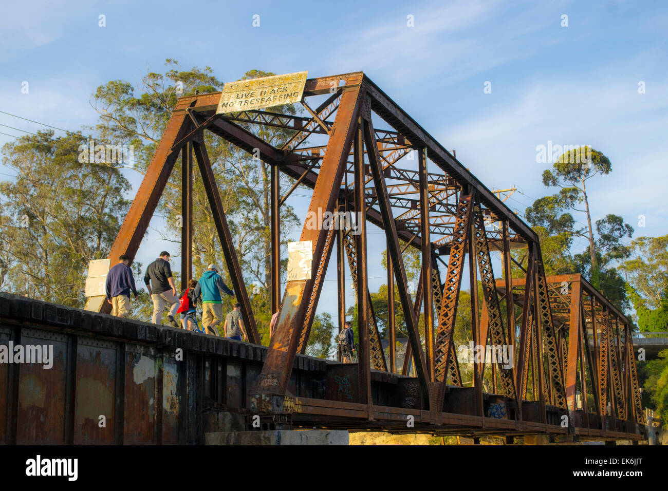 Crossing Railroad Bridge in Santa Cruz, California Stock Photo - Alamy