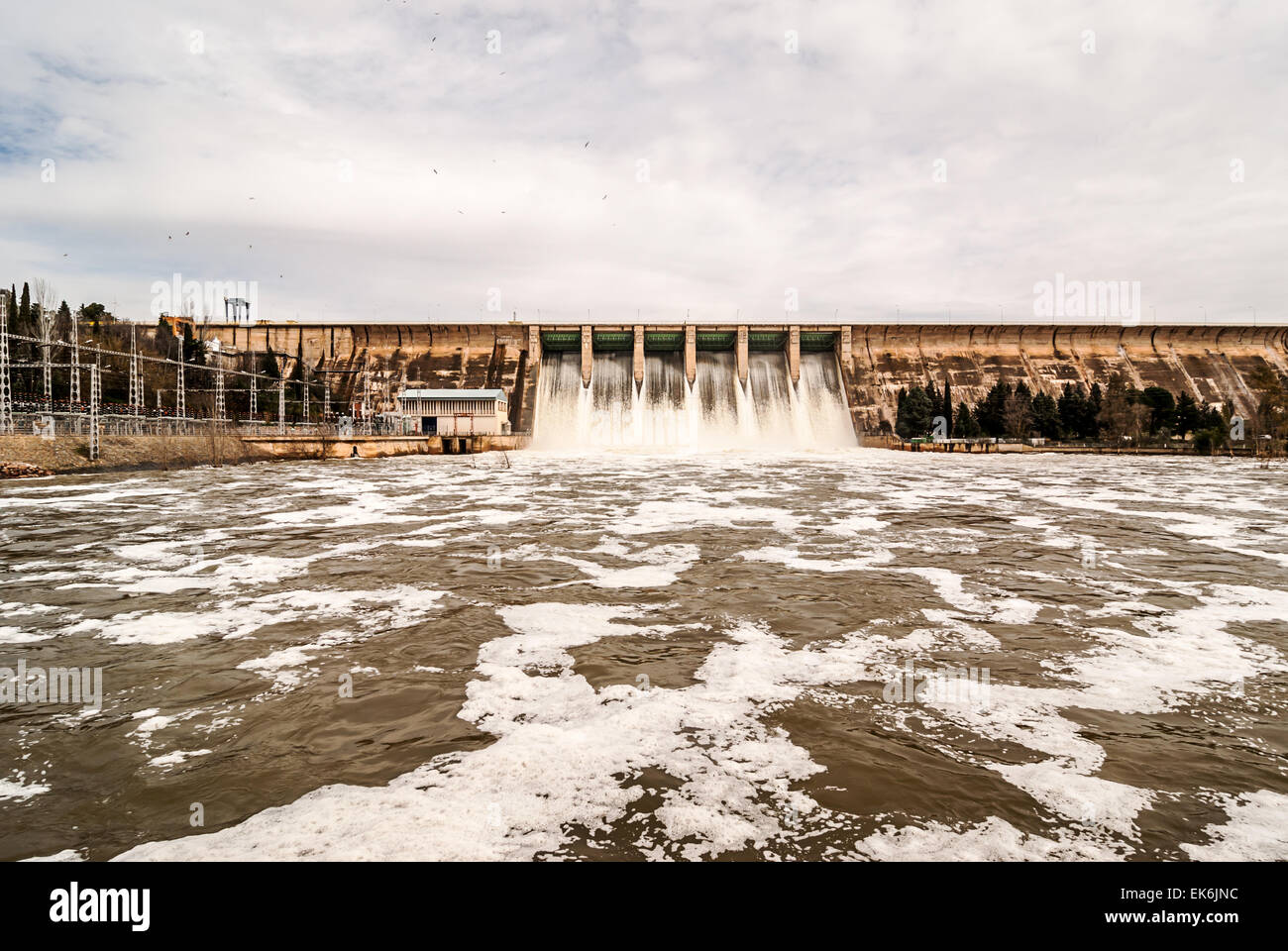 a water discharge electric dam, single view Stock Photo - Alamy