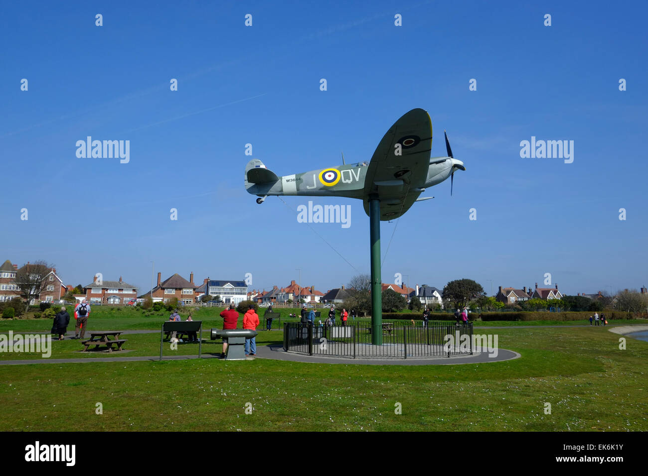 Spitfire on display at Lytham St Annes on the Fylde Coast Stock Photo ...
