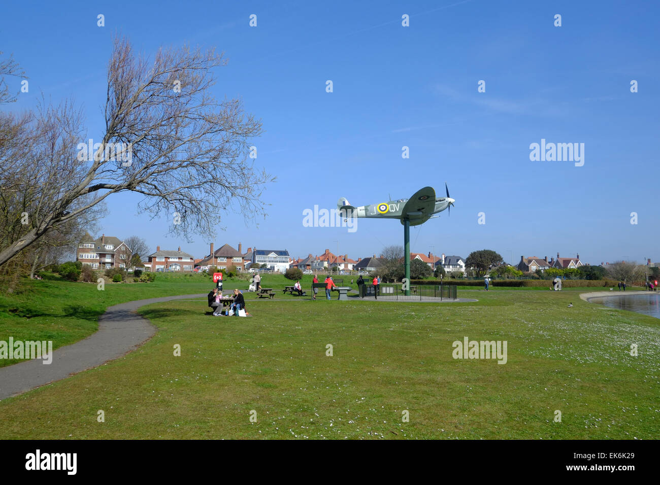 Spitfire on display at Lytham St Annes, Fairhaven Lake Stock Photo - Alamy