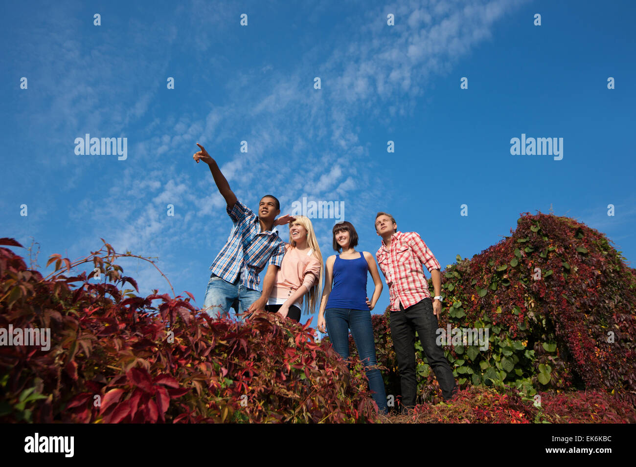 People rise up hands acrosss sky Stock Photo - Alamy