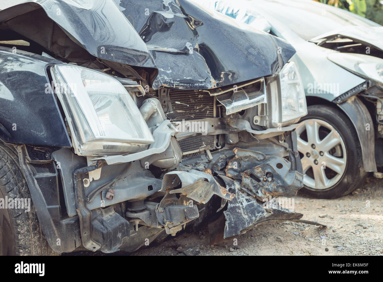 Close up accident car by crashed Stock Photo - Alamy