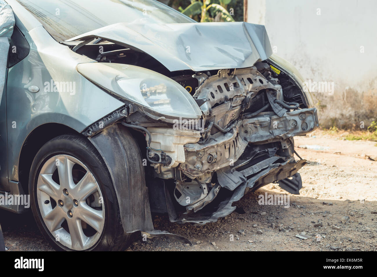Close up accident car by crashed Stock Photo - Alamy