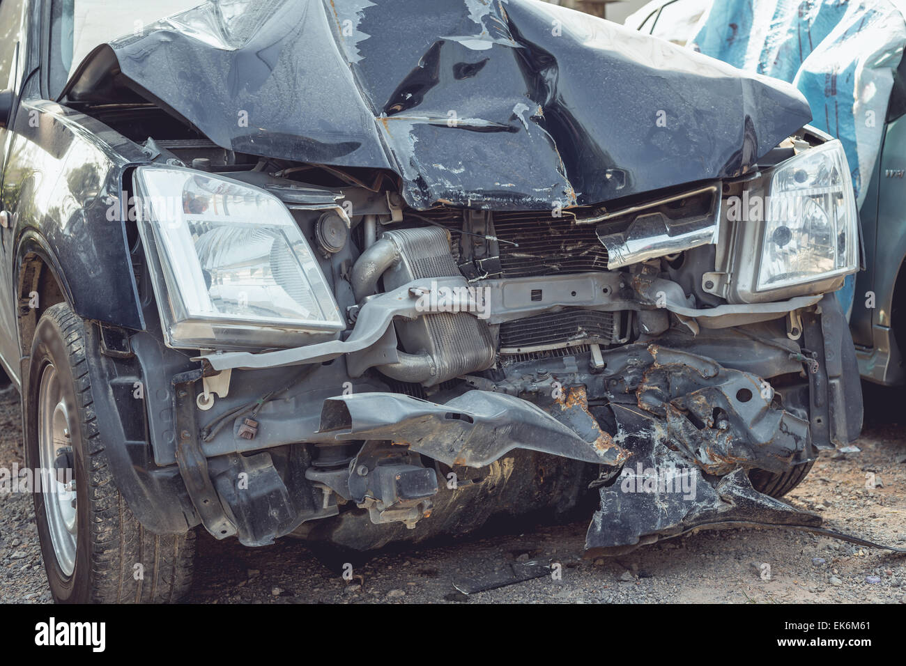 Close up accident car by crashed Stock Photo - Alamy