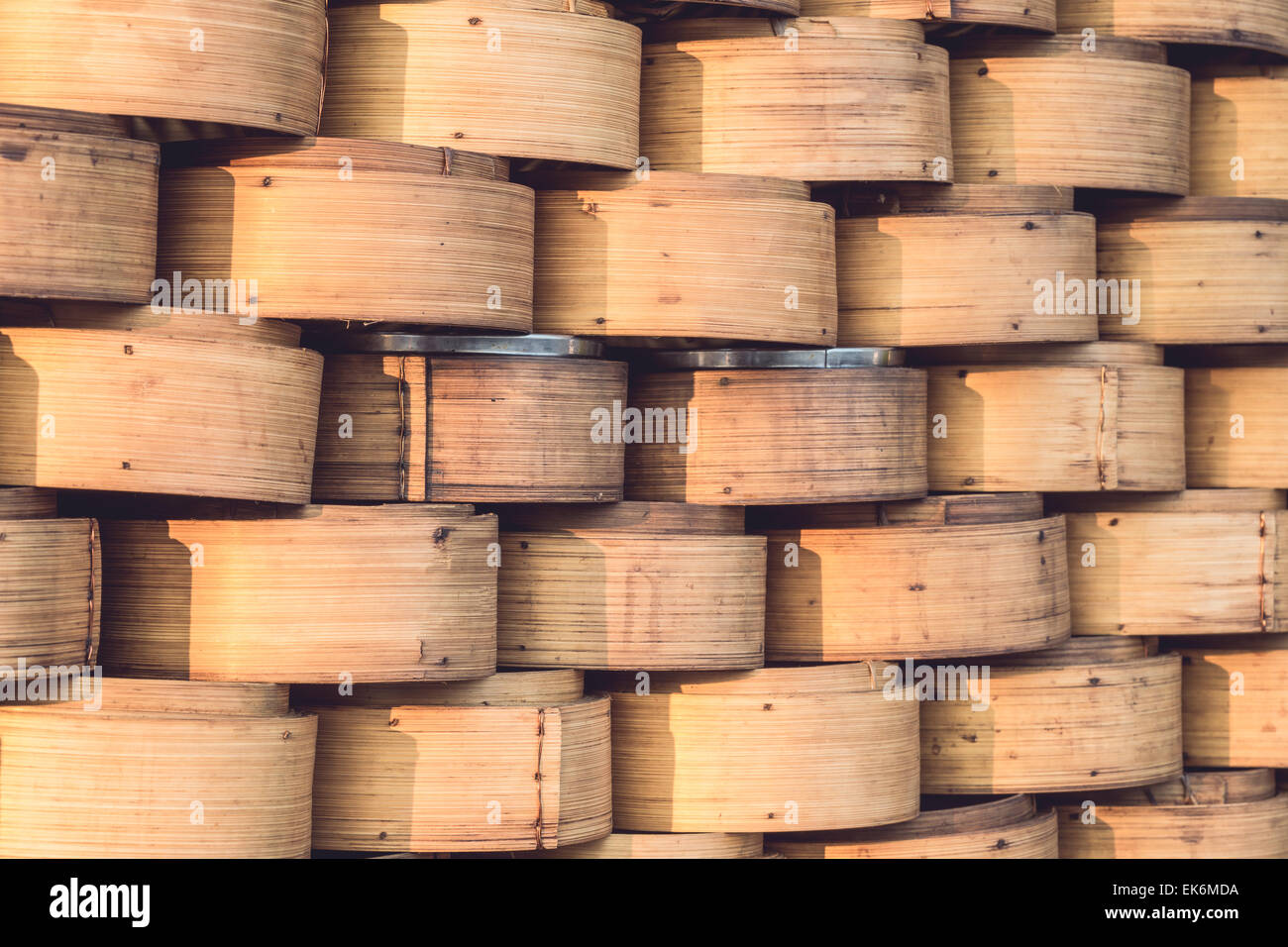 Stack of Chinese Bamboo Steamer for Steaming Chinese Food Stock Photo ...