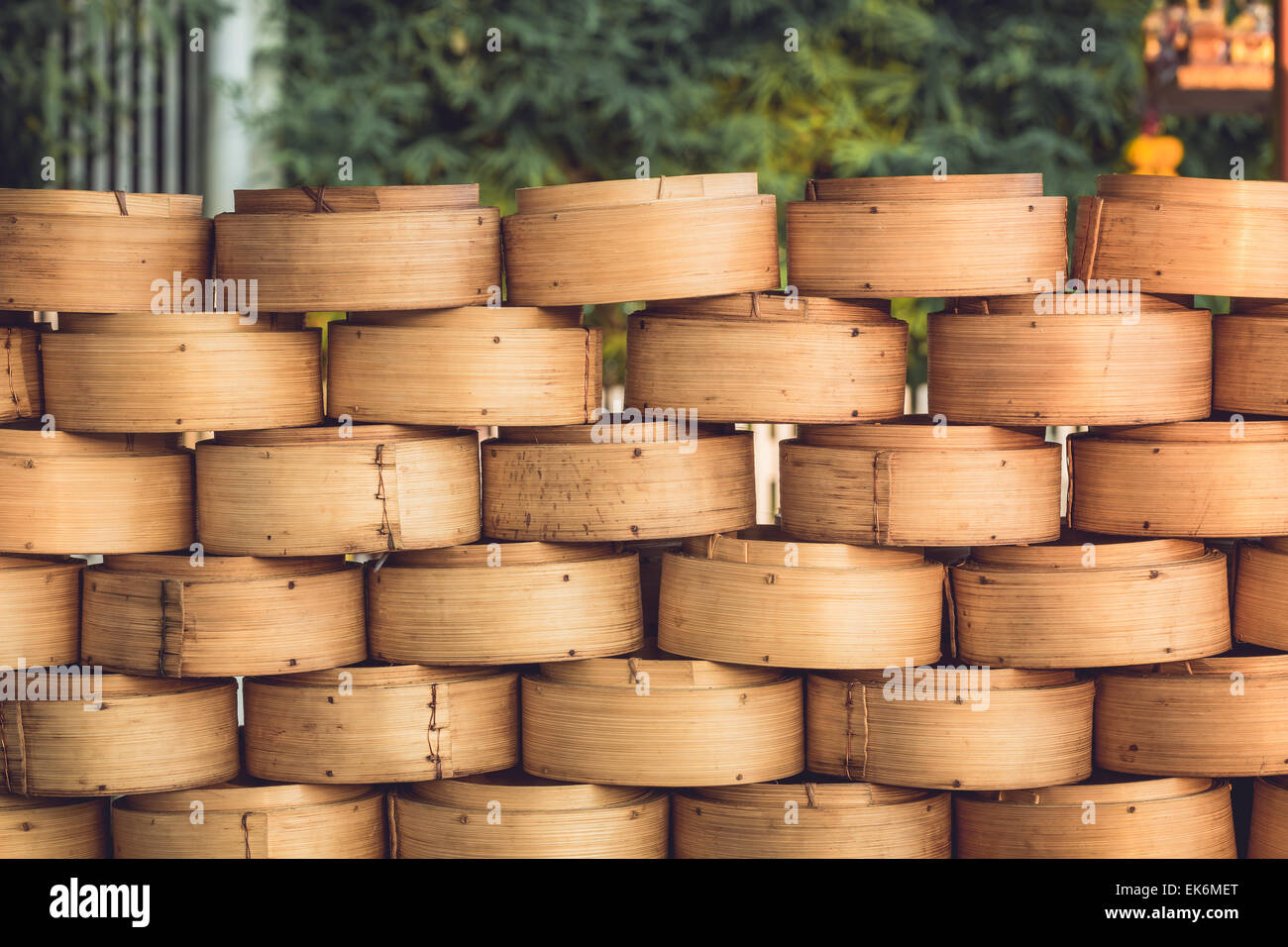 Stack of Chinese Bamboo Steamer for Steaming Chinese Food Stock Photo ...