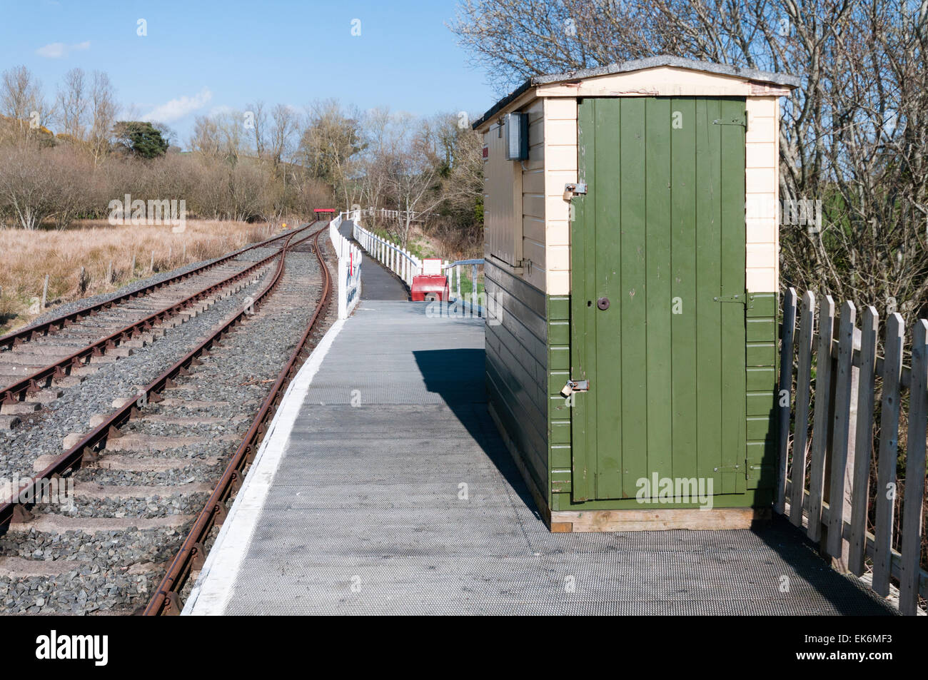 Railway guard hut at an old railway station Stock Photo - Alamy
