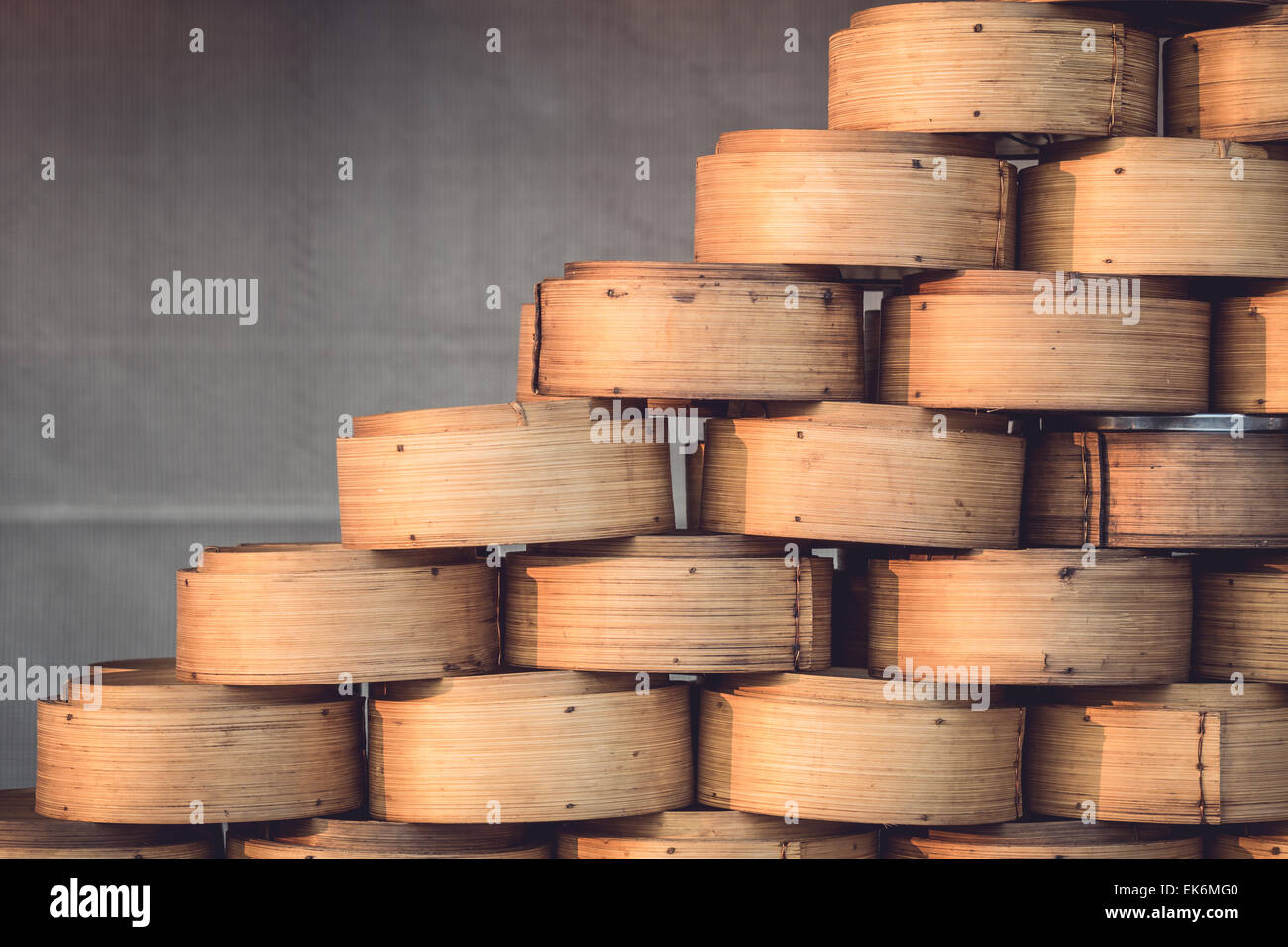 Stack of Chinese Bamboo Steamer for Steaming Chinese Food Stock Photo ...