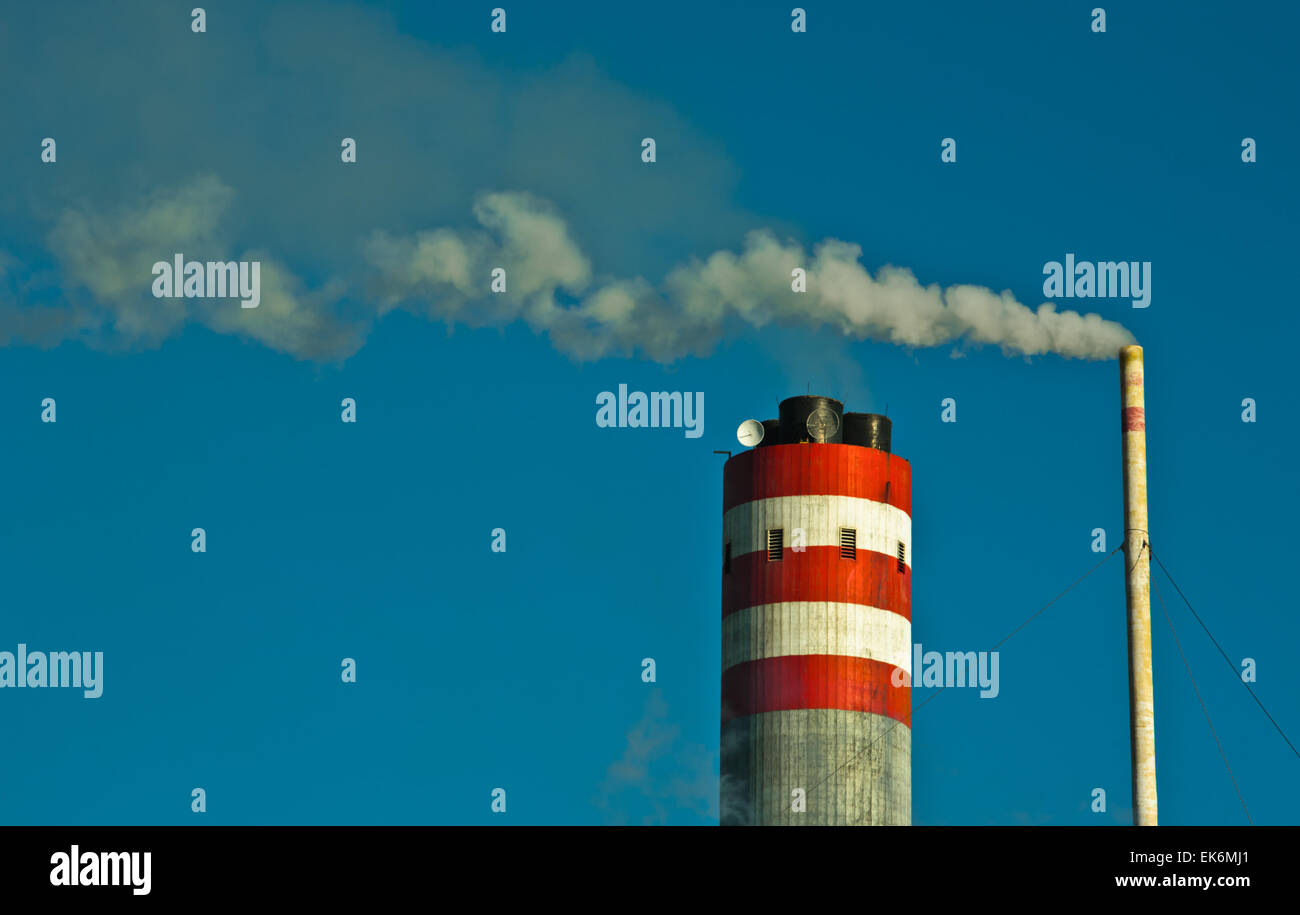 This is an example of air pollution at work. An smokestack take out ...