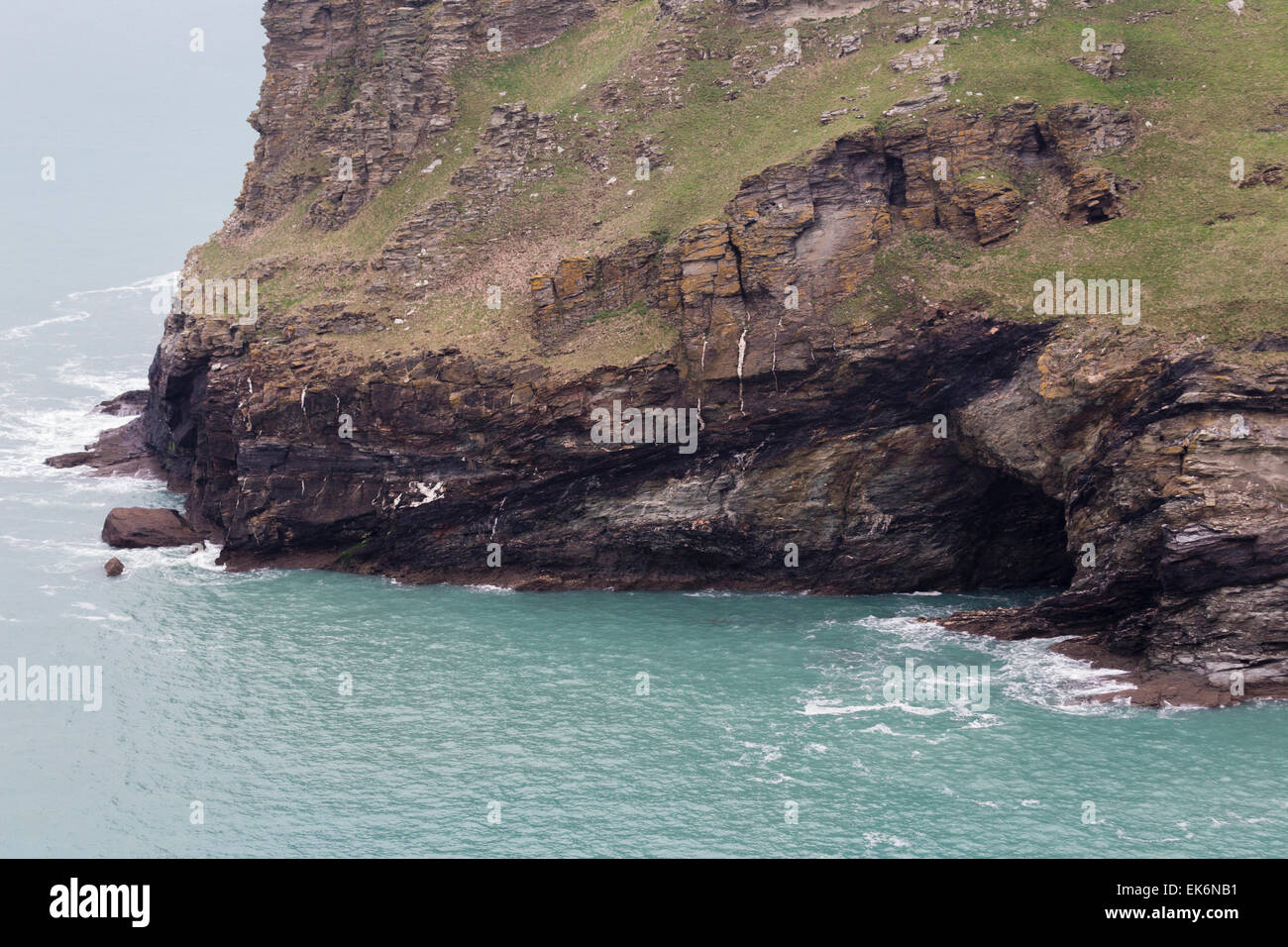 Tintagel Head and the southern entrance to Merlin's Cave, the Island ...