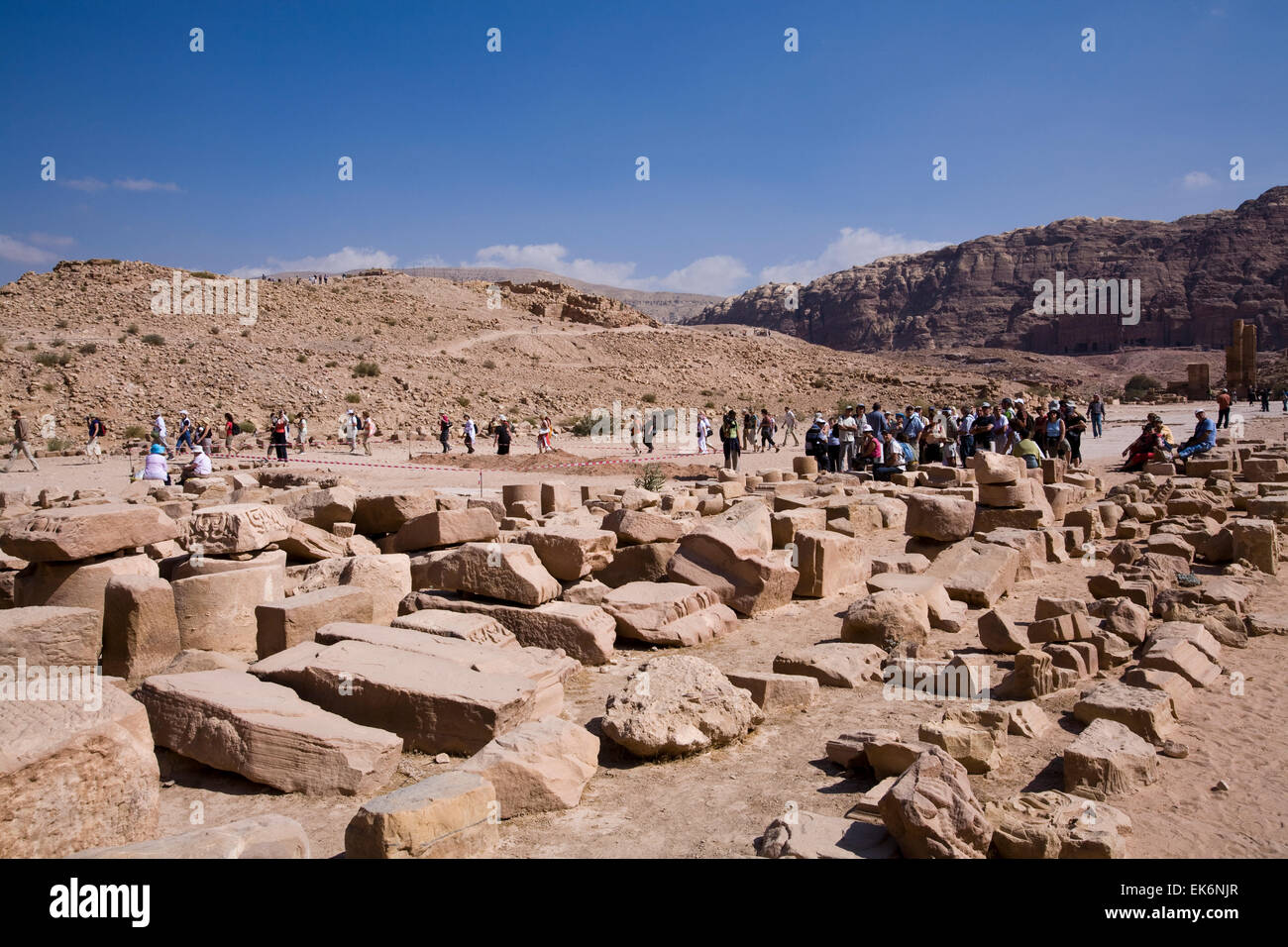 Ancient building blocks flank the Colonnaded Walk at the 3rd century ...