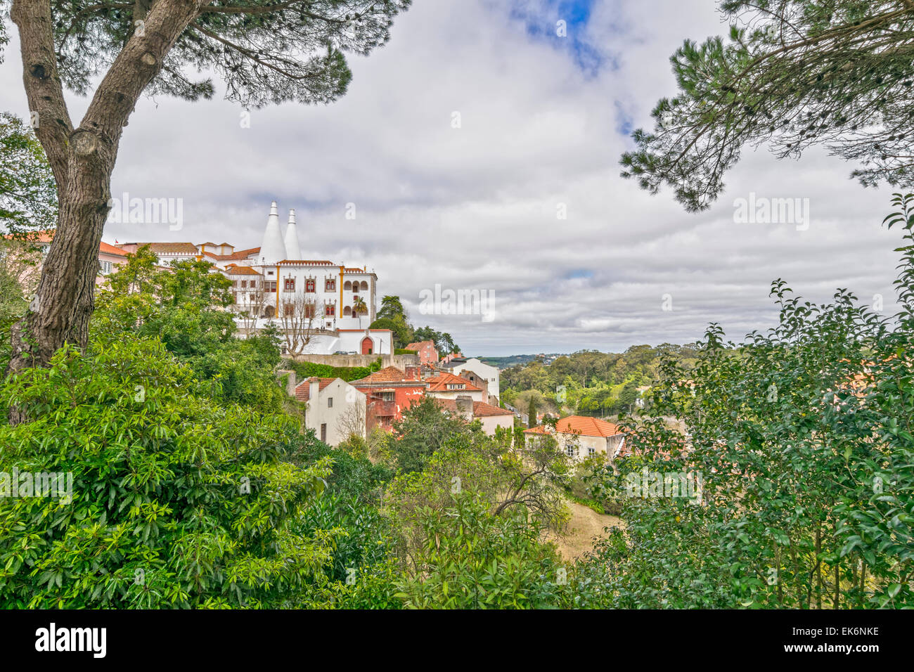 SINTRA PORTUGAL THE NATIONAL PALACE FROM THE SURROUNDING GARDENS Stock ...