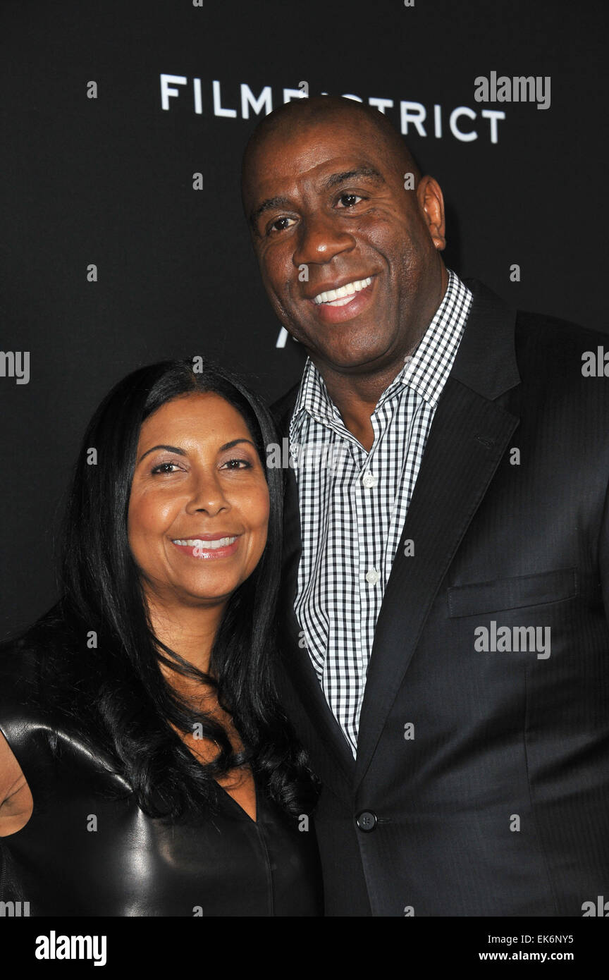 LOS ANGELES, CA - MARCH 18, 2013: Earvin Magic Johnson & wife Cookie at ...