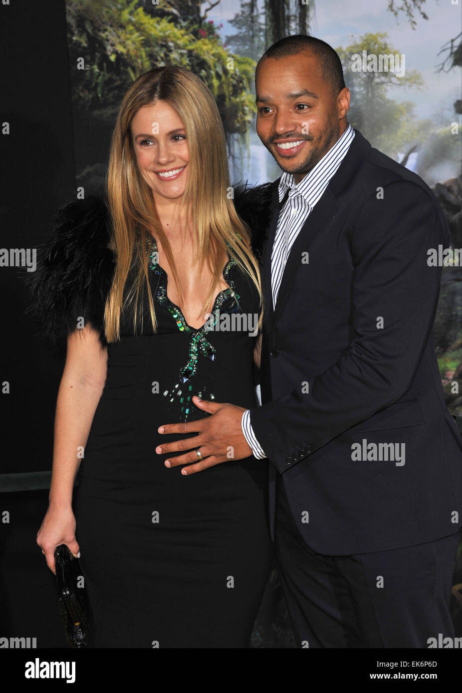 LOS ANGELES, CA - FEBRUARY 13, 2013: Donald Faison & wife at the world ...