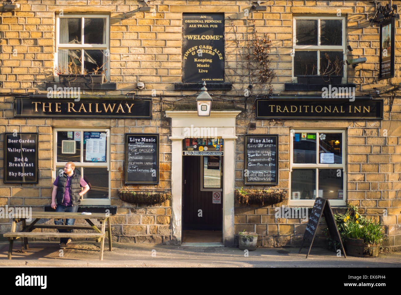 The Railway Public House, Greenfield Stock Photo - Alamy