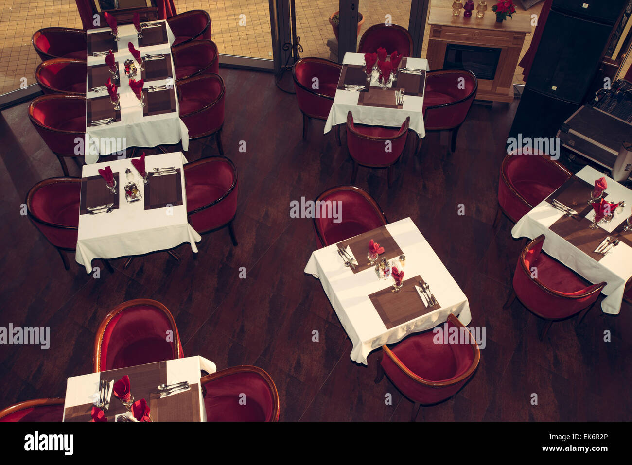 Restaurant's tables aerial view Stock Photo - Alamy