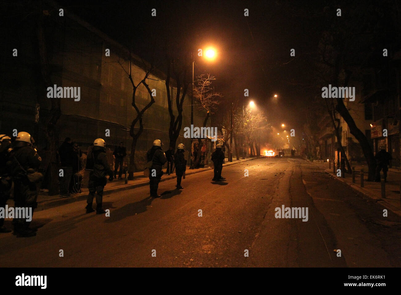 Athens, Greece. 7th Apr, 2015. Greek riot police patrol streets during ...