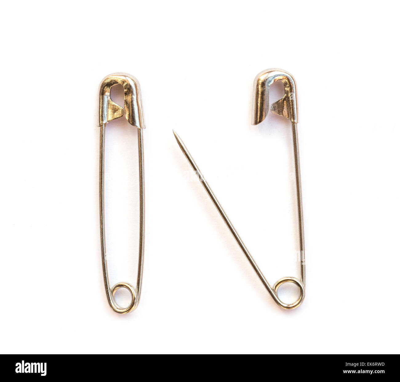 Close up Safety pin isolated on white background Stock Photo - Alamy