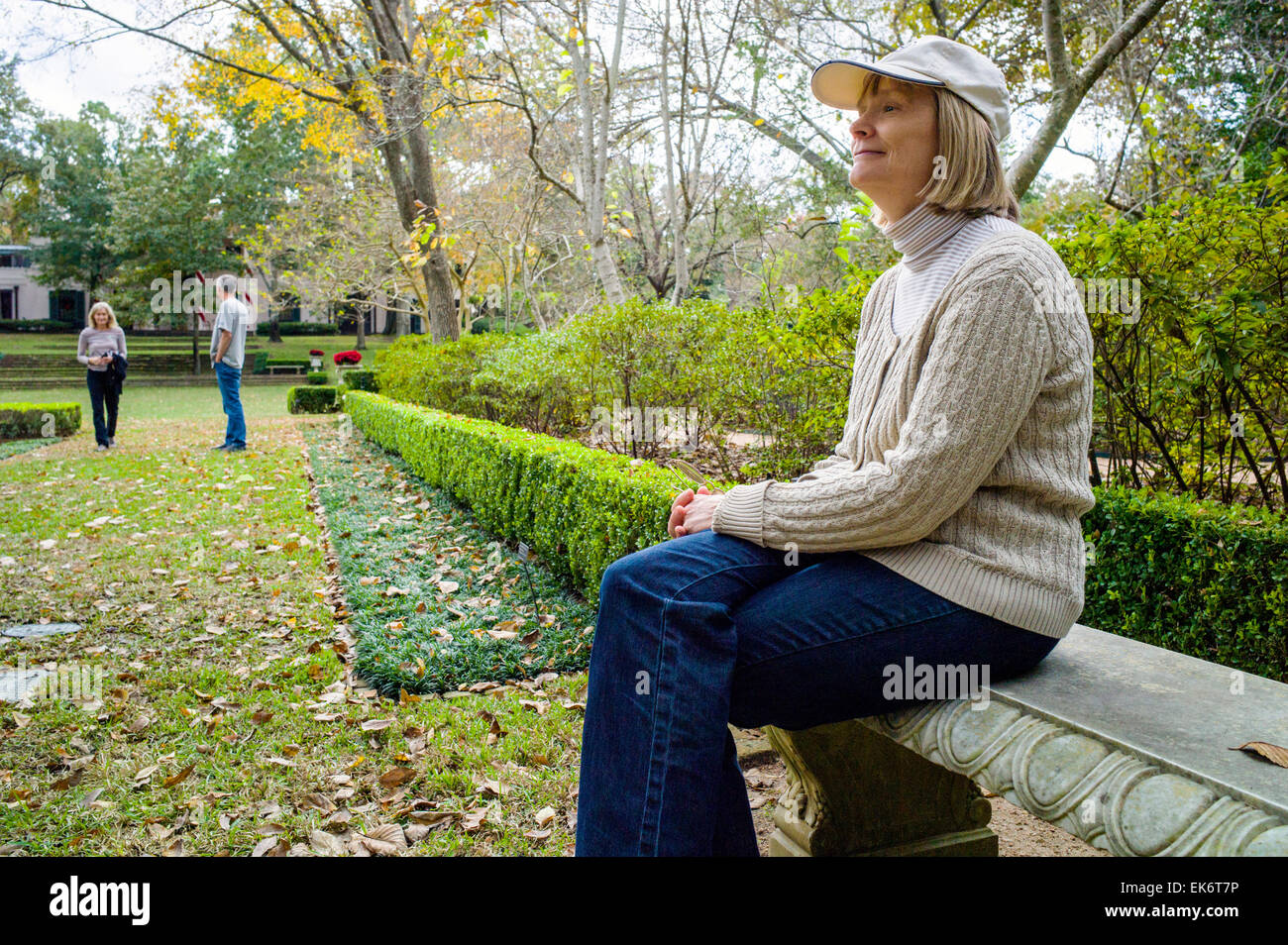Tourists enjoying Bayou Bend gardens & home, Museum of Fine Arts ...