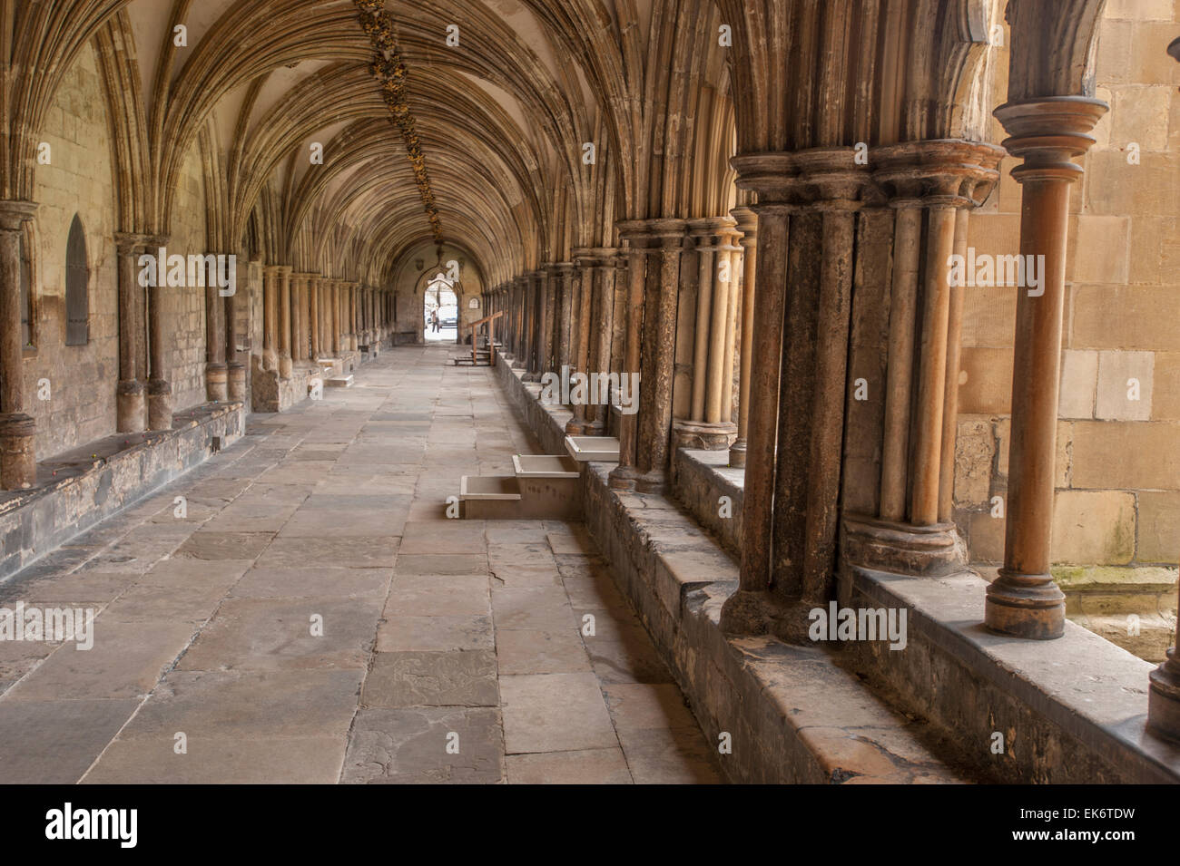 The eastern (looking south) covered walkway of the cloister at Norwich ...