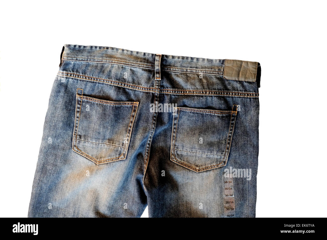 Jeans back view isolated on white Stock Photo - Alamy