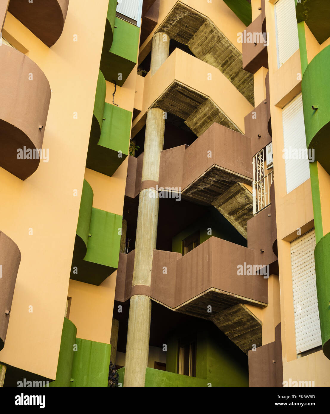 Colorful high rise building facade with curved lines Stock Photo - Alamy