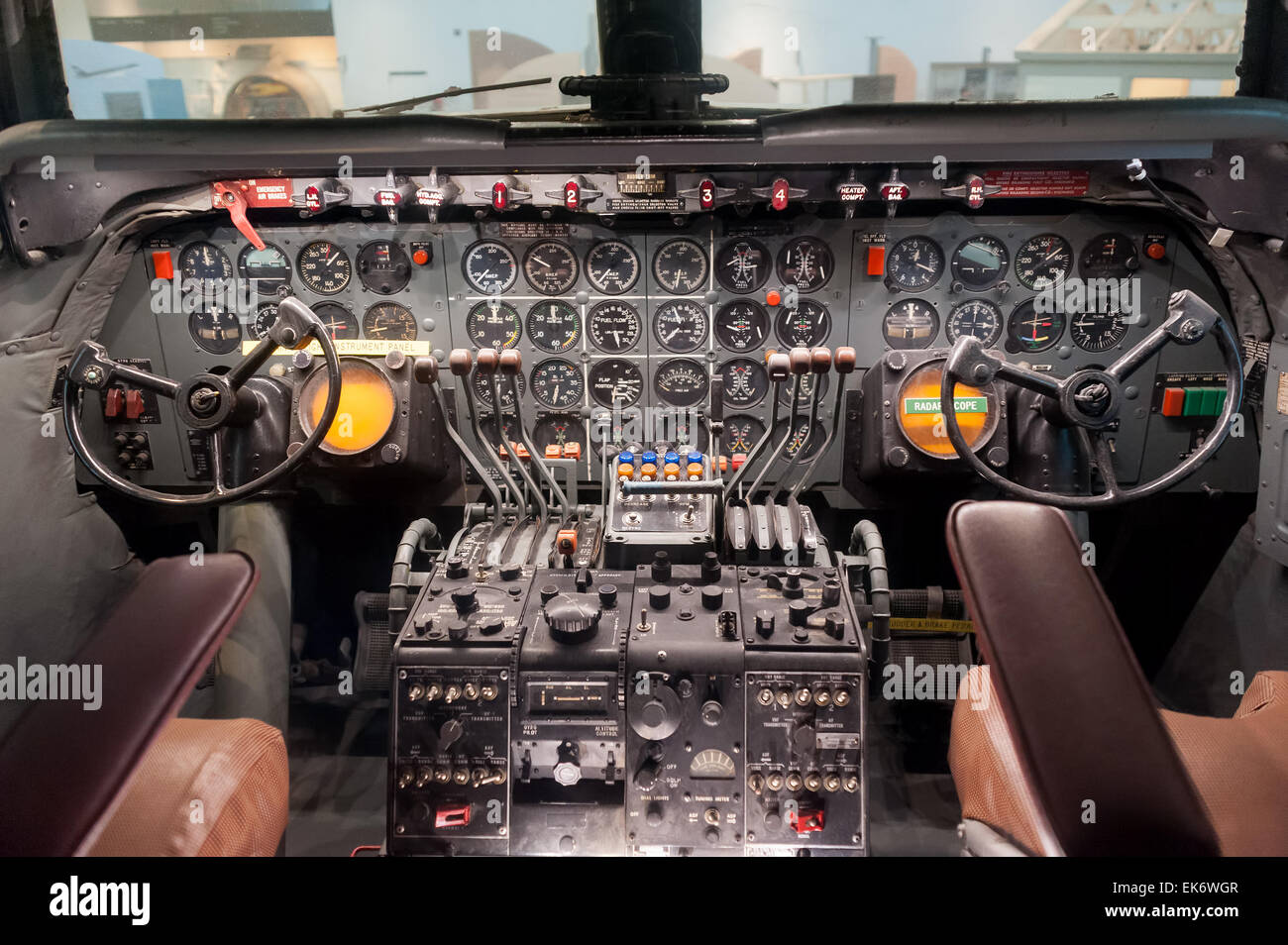 Old aircraft cockpit interior Stock Photo - Alamy