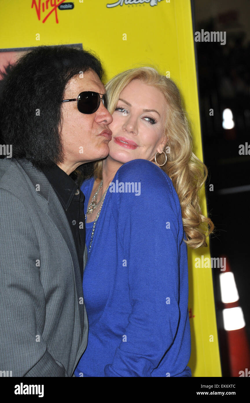 LOS ANGELES, CA - JANUARY 23, 2013: KISS star Gene Simmons & wife ...